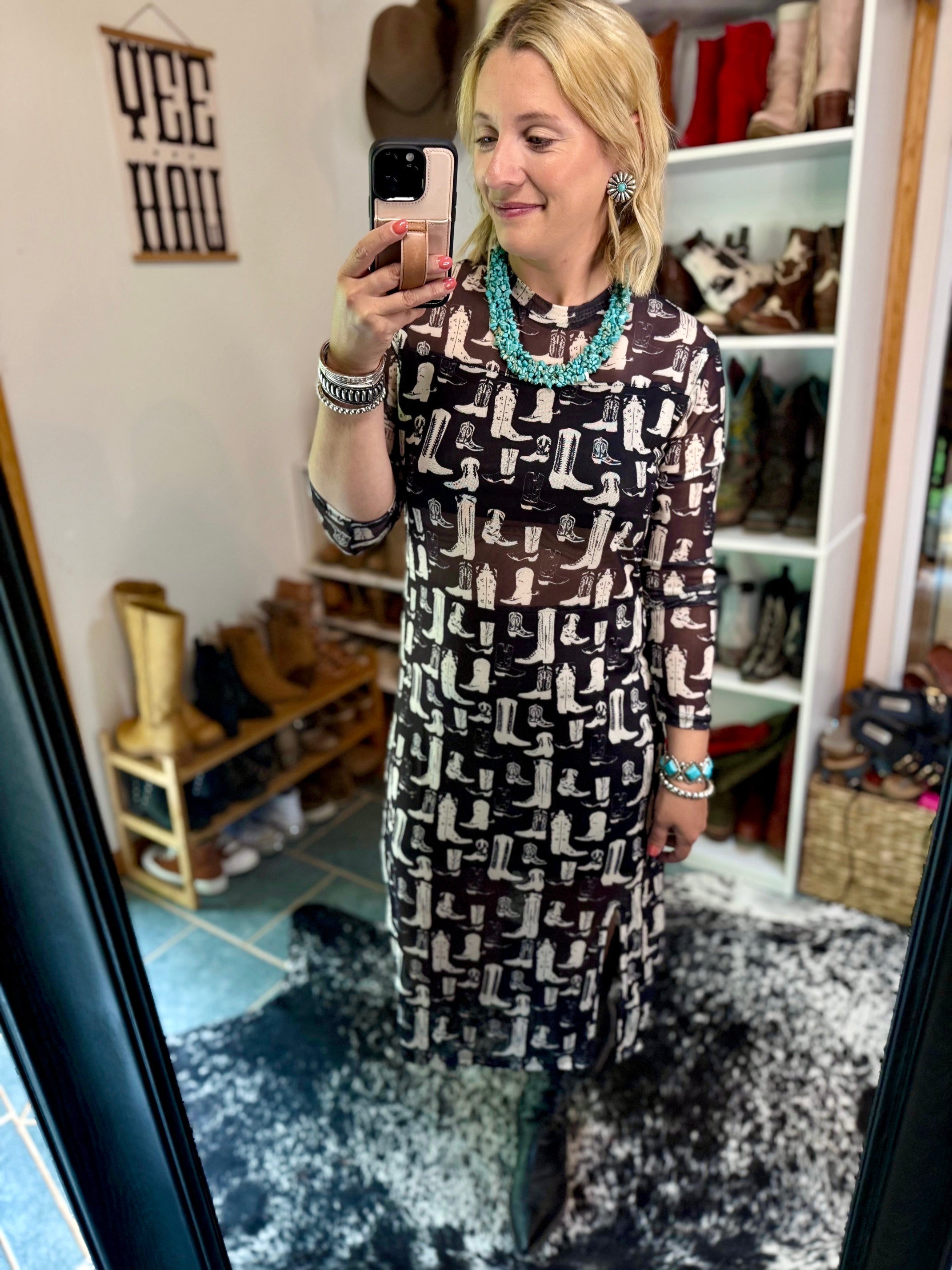 Caroline Boot Patterned Mesh Dress Broker Leather Iowa, USA Western ...