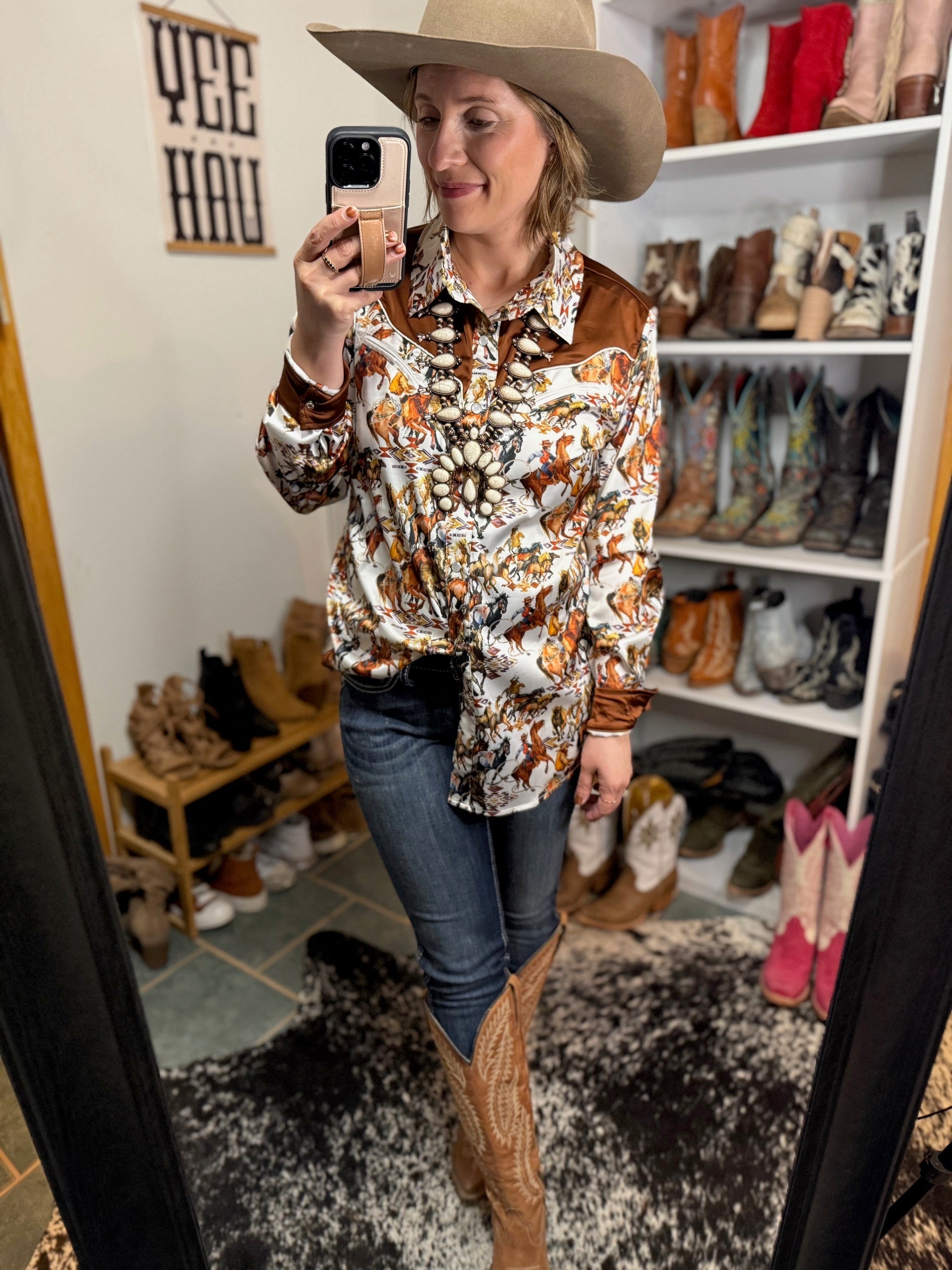 Tayla Buckaroo Button Up Shirt Broker Leather Iowa, USA Western ...